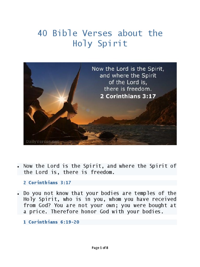 40 Key Bible Verses on the Holy Spirit | PDF | Acts Of The Apostles | Jesus