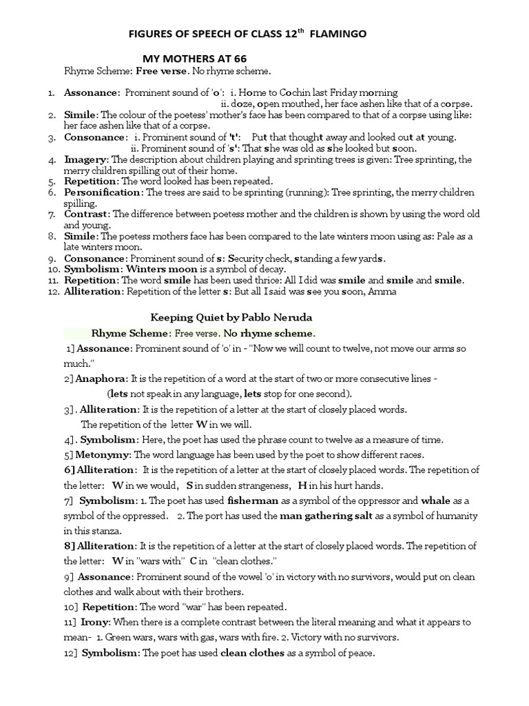 Figures of Speech 12th | PDF | Poetry | Rhyme