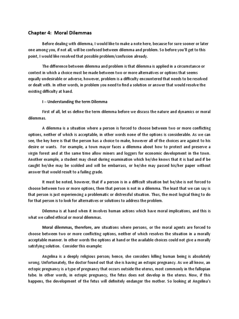 Chapter 4 Moral Dilemmas | PDF