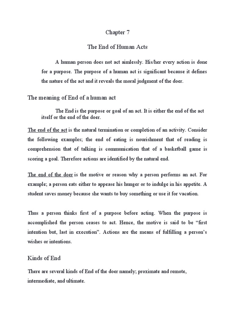 Chapter 7 The Ends of Human Acts | PDF | Intention | Cognitive Science