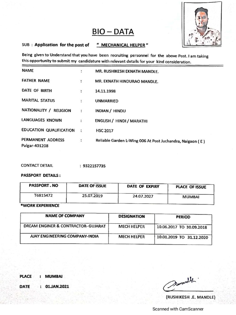 Rushikesh Mandle - Mechanical Helper | PDF