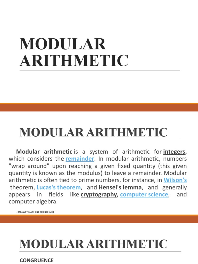 Modular Arithmetic-1-1 | PDF | Discrete Mathematics | Number Theory