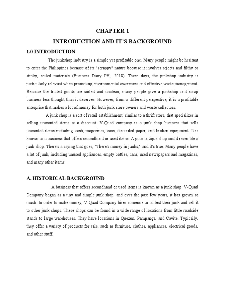 Business Plan Chapter 2 | PDF | Scrap | Recycling