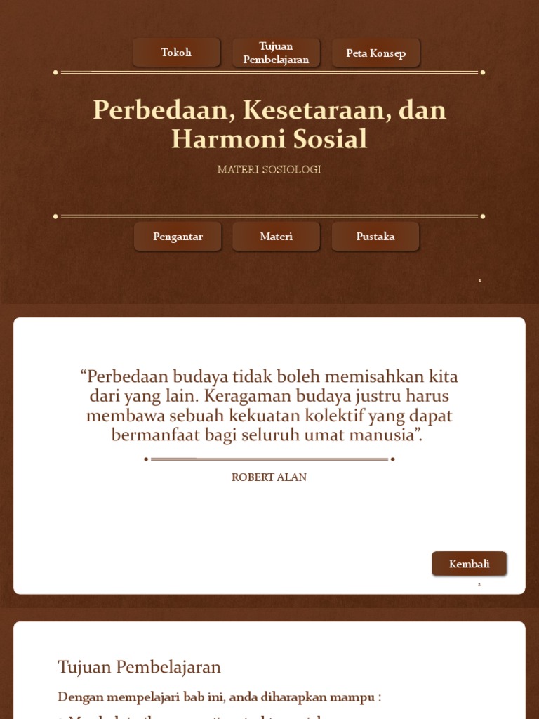 Materi Sosiologi Bab Perbedaan, Kesetaraan, Dan Harmoni Sosial | PDF
