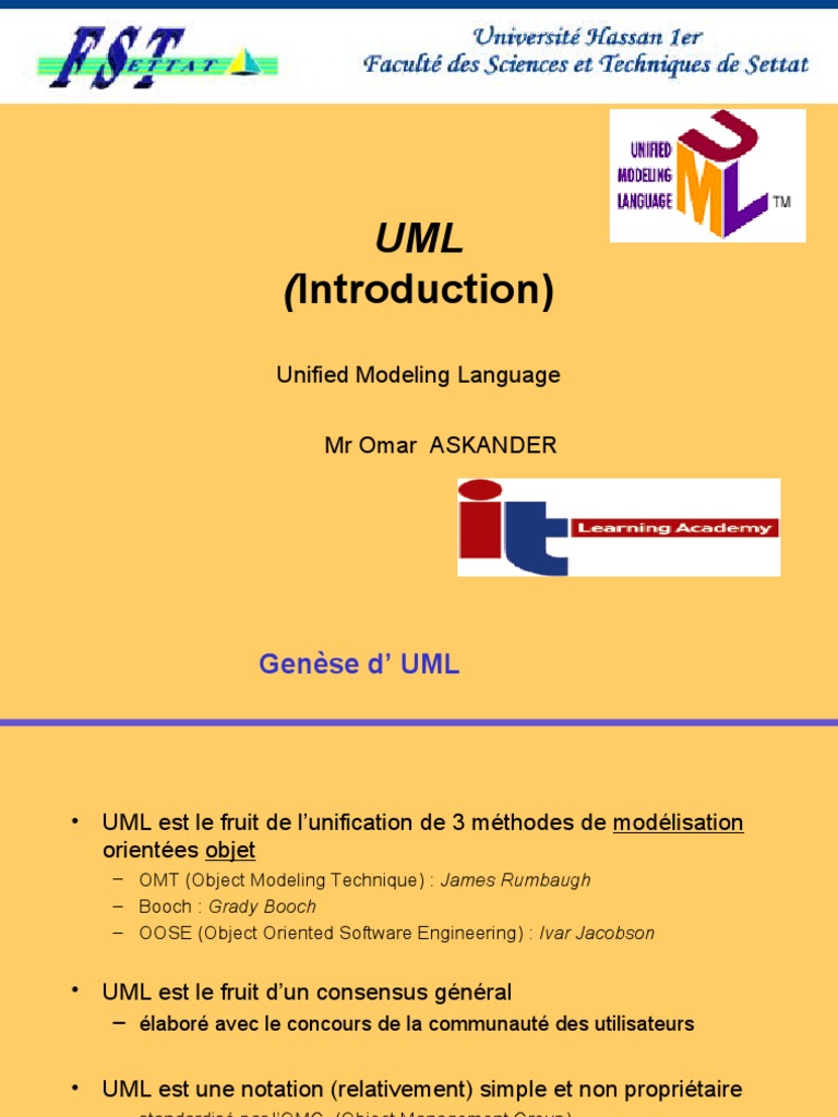 UML (Introduction) : Unified Modeling Language MR Omar Askander | PDF | Langage de Modélisation ...