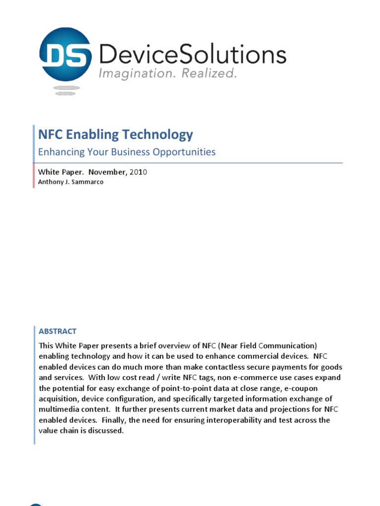 NFC Enabling Technology Final | PDF | Near Field Communication | Mobile Phones