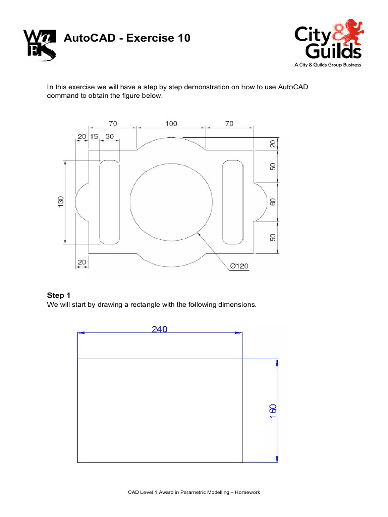 AutoCAD - Exercise 10 | PDF | Circle | Rectangle