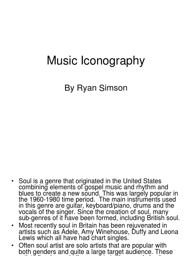 Music Iconography: by Ryan Simson | PDF | Soul Music | Singing
