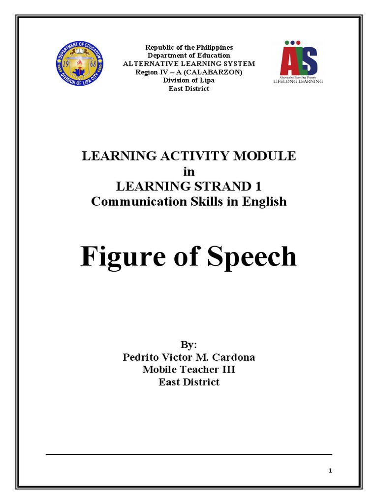 LS1 Eng. Modules With Worksheets (Figure of Speech) | PDF | Metaphor ...