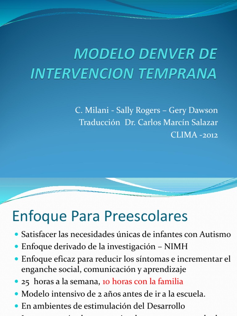 Modelo Denver de Intervencion Temprana SV 2021 | PDF | Cerebro | Espectro autista