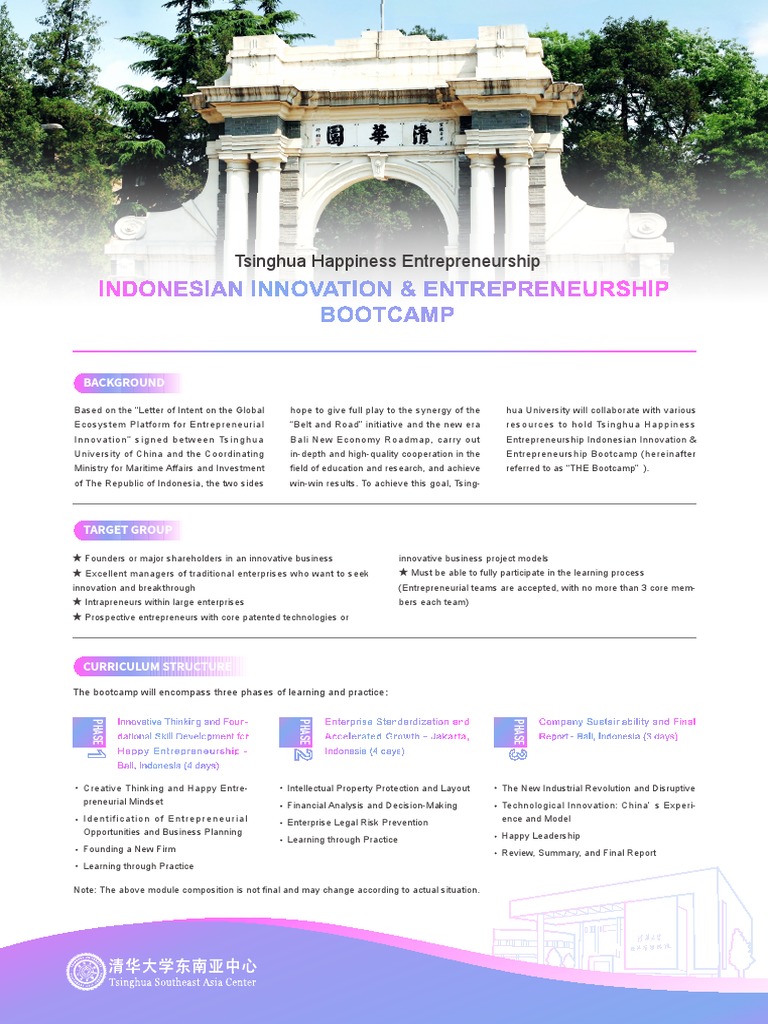 Indonesian Innovation & Entrepreneurship Bootcamp Brochure | PDF | Entrepreneurship | Economies