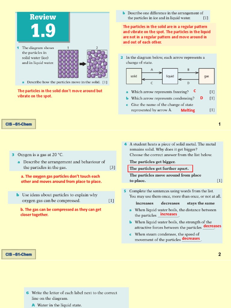 Unit 1 State of Matter (Review 1.9) | PDF | Water | Gases