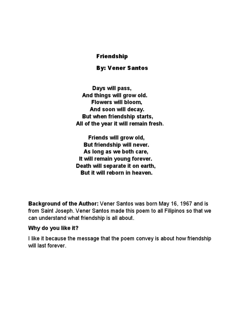 Friendship Poem | PDF | Art | Poetry