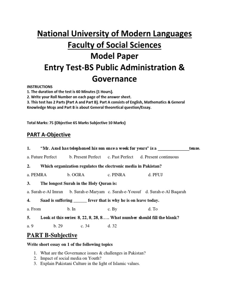 1636610098model Paper-BS PA&G | PDF