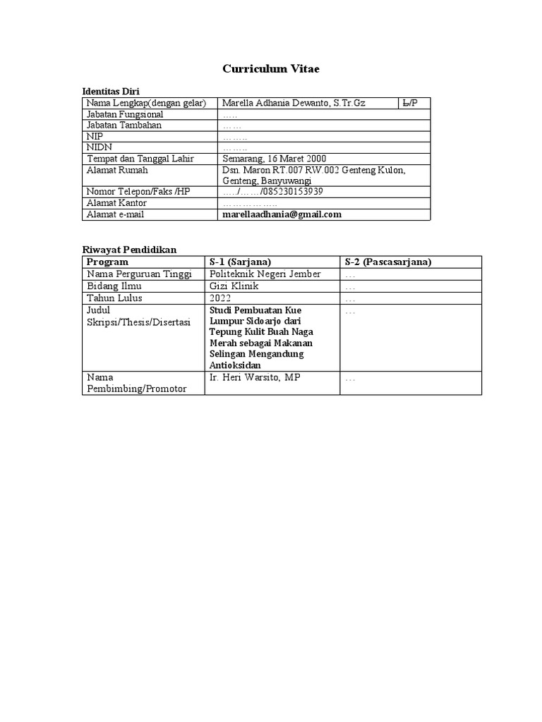 contoh_Curriculum_Vitae | PDF