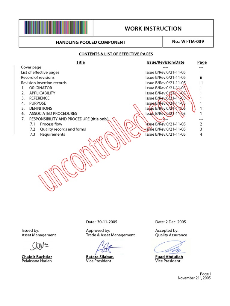 WI-TM-039 Handling Pooled Component | PDF | Business | Computing