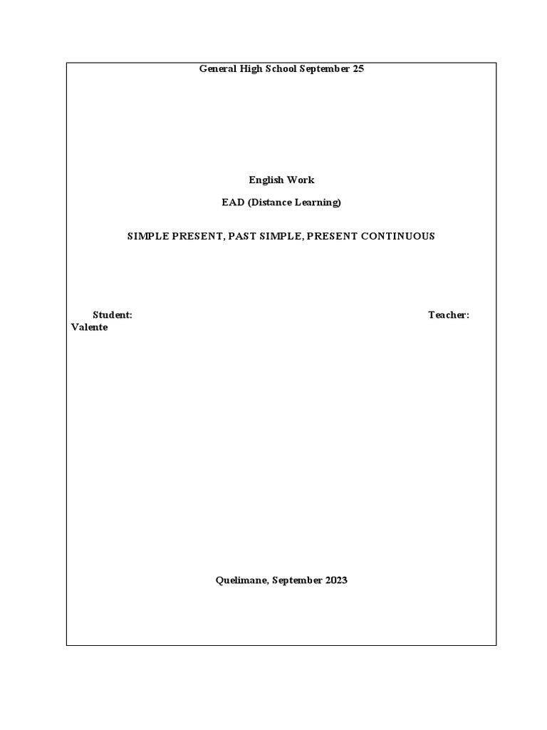 Simple Present Pdf Grammatical Tense Verb