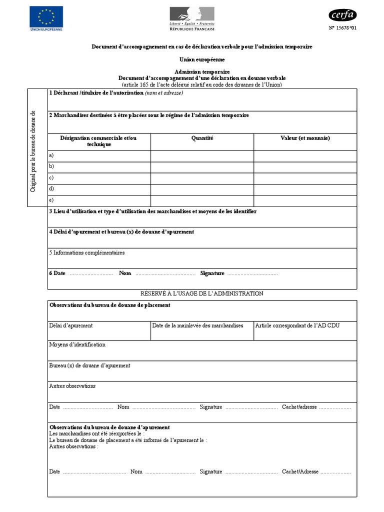 Cerfa 15678-01 | PDF