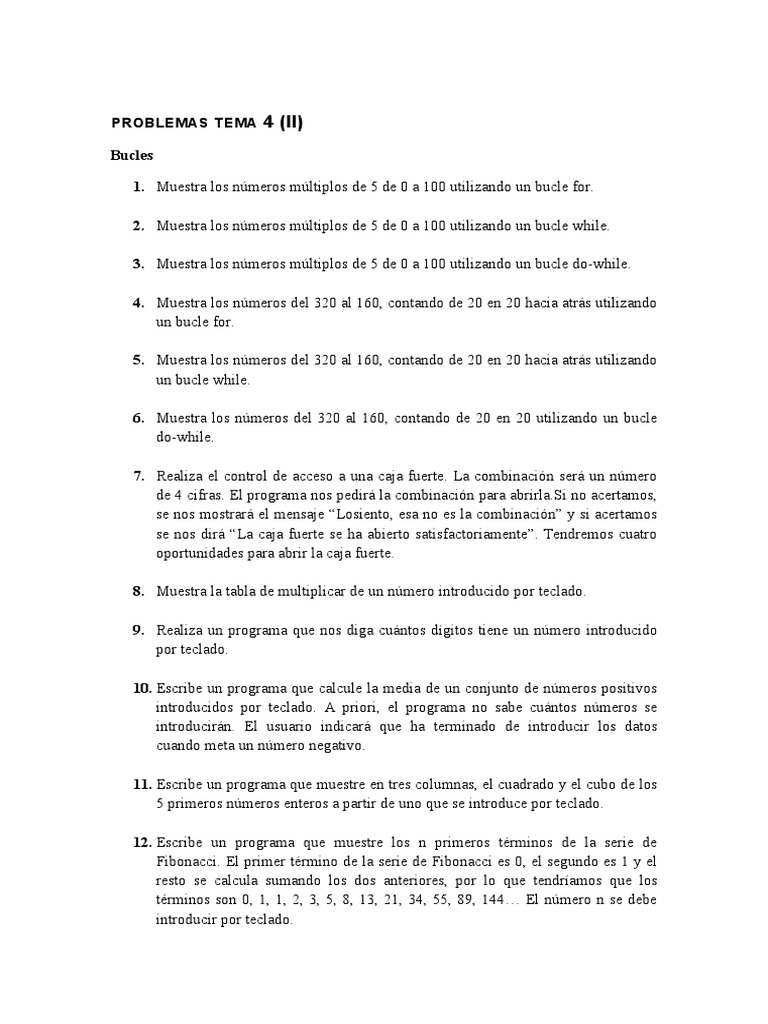 Ejercicios Tema 4 II | PDF | Entero | Exponenciación