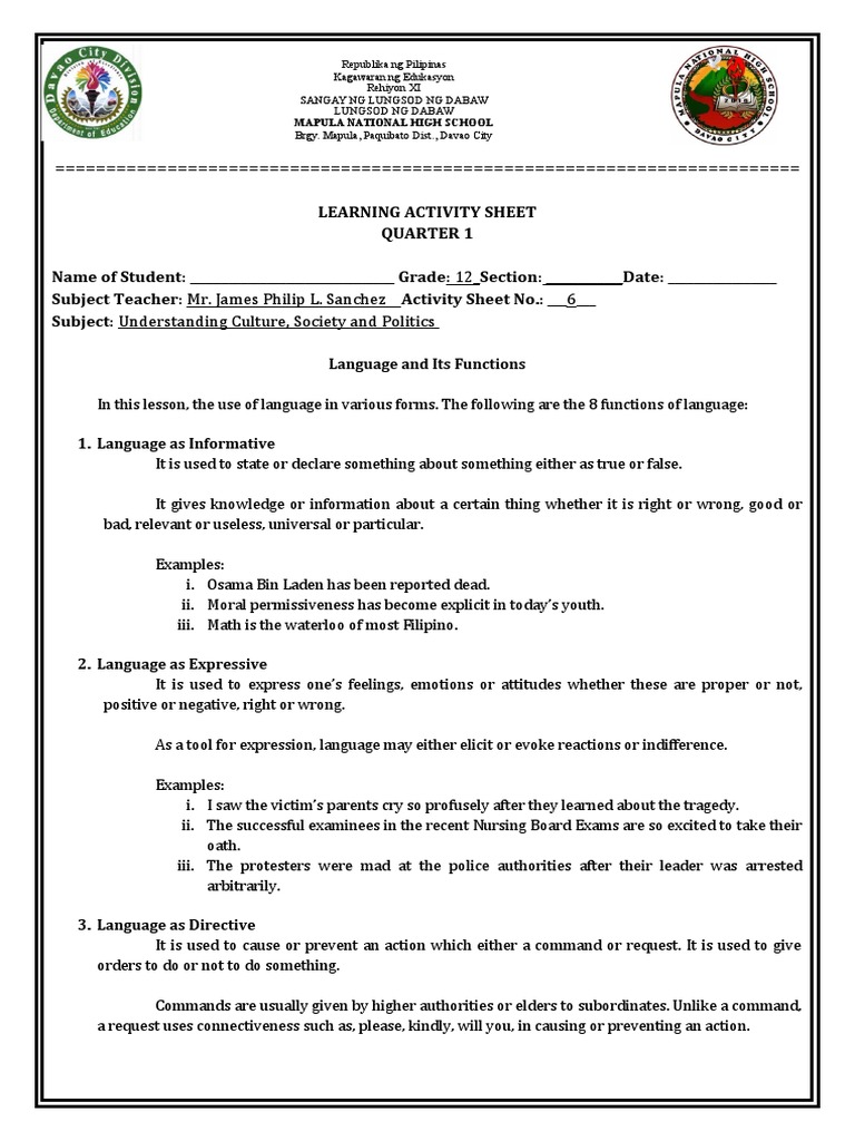 Q1 - LAS 6 - Understanding Culture | PDF