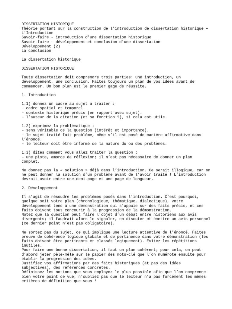 Guide de rédaction d'une dissertation historique | PDF | Empire ...