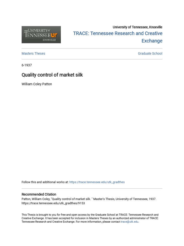 Quality Control of Market Silk | PDF | Milk | Thesis