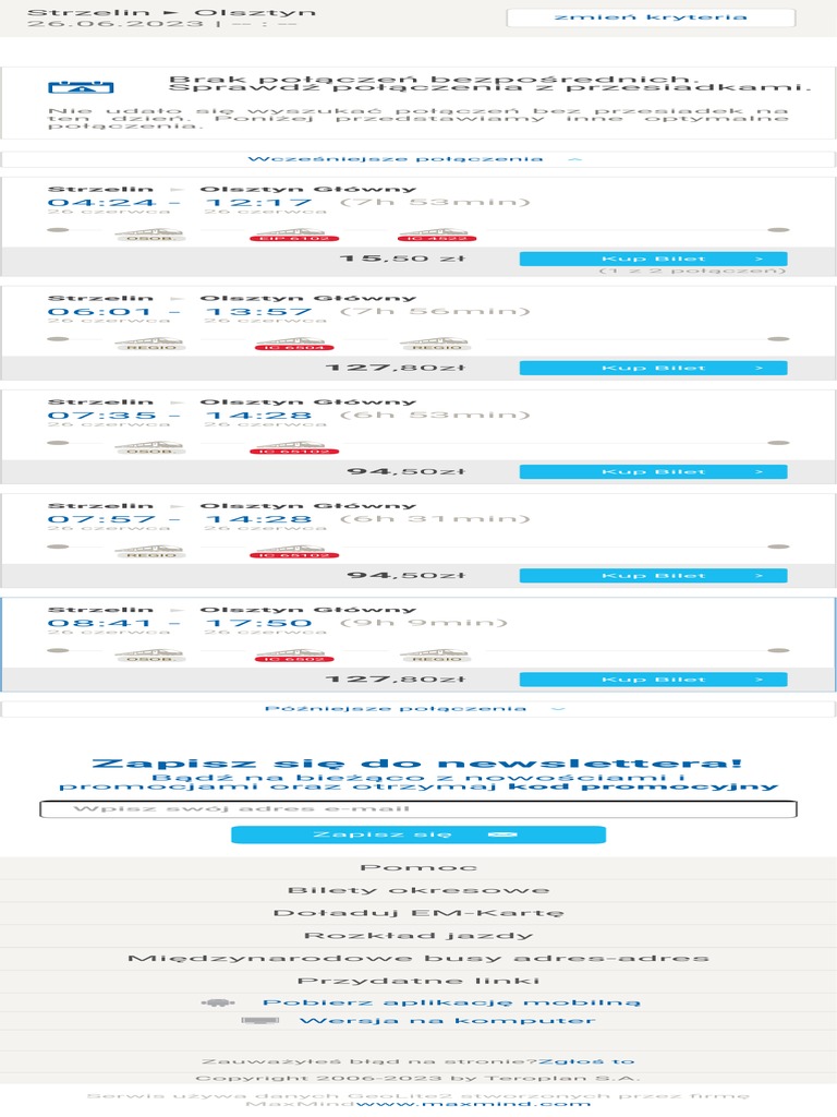 Bilety PKP I Autobusowe Rozkład Jazdy PKP, PKS, Busy - E-Podróżnik - PL | PDF