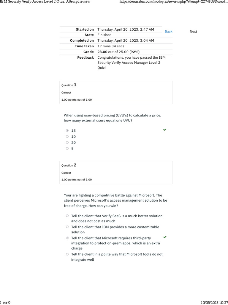 IBM Security Verify Access Level 2 Quiz Attempt Review | PDF | Cloud ...