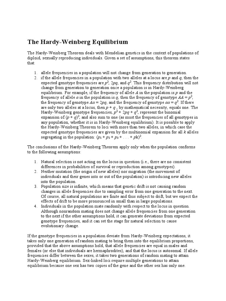 The Hardy Weinberg Principle | PDF