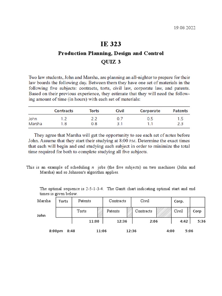 IE 323 Quiz 3 - KEY | PDF