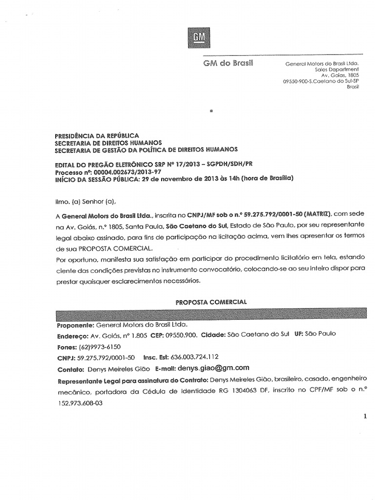 Documentos e Proposta GM | PDF