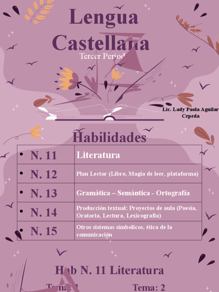 Presentación Lengua Castellana SÉPTIMO | PDF
