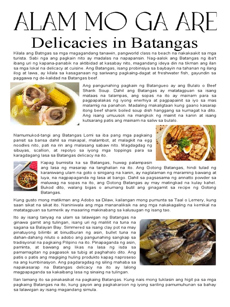 Delicacies in Batangas | PDF