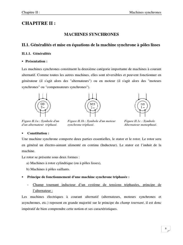 Chapitre 2 Machines Synchrones | PDF | Énergie électrique | Instruments magnétiques