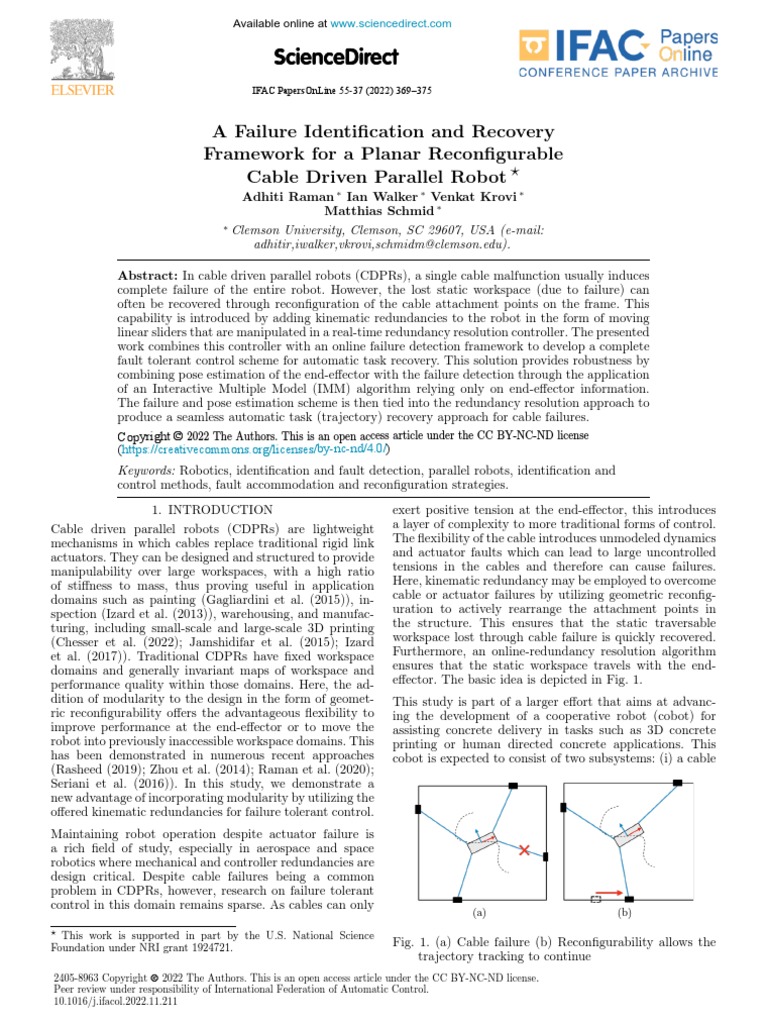 2022 A Failure Identification and Recovery Framework For A Planar ... 2022 A Failure Identification and Recovery Framework For A Planar ...