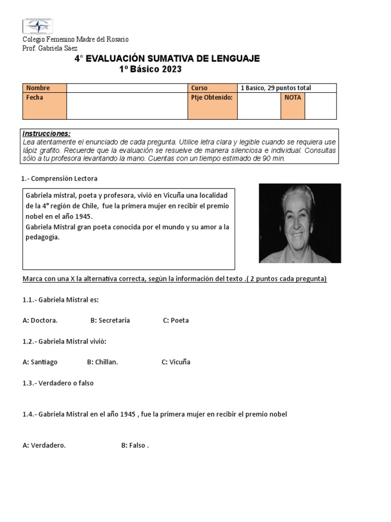 4 Evaluacion Sumativa Lenguaje Pdf Comunicación Humana 6635