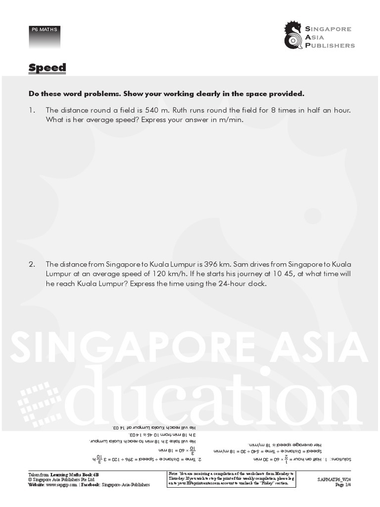 P6Maths Week 24 | PDF | Speed | Mathematics