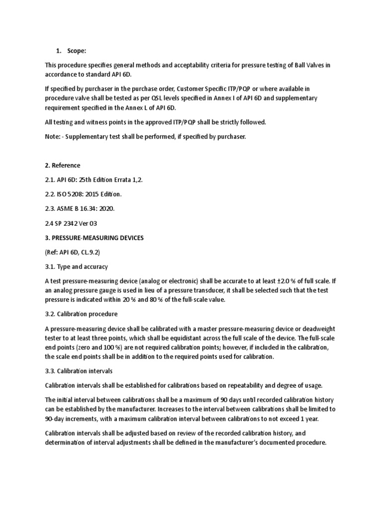 Proposed hydro test procedures for valves | PDF | Valve | Calibration