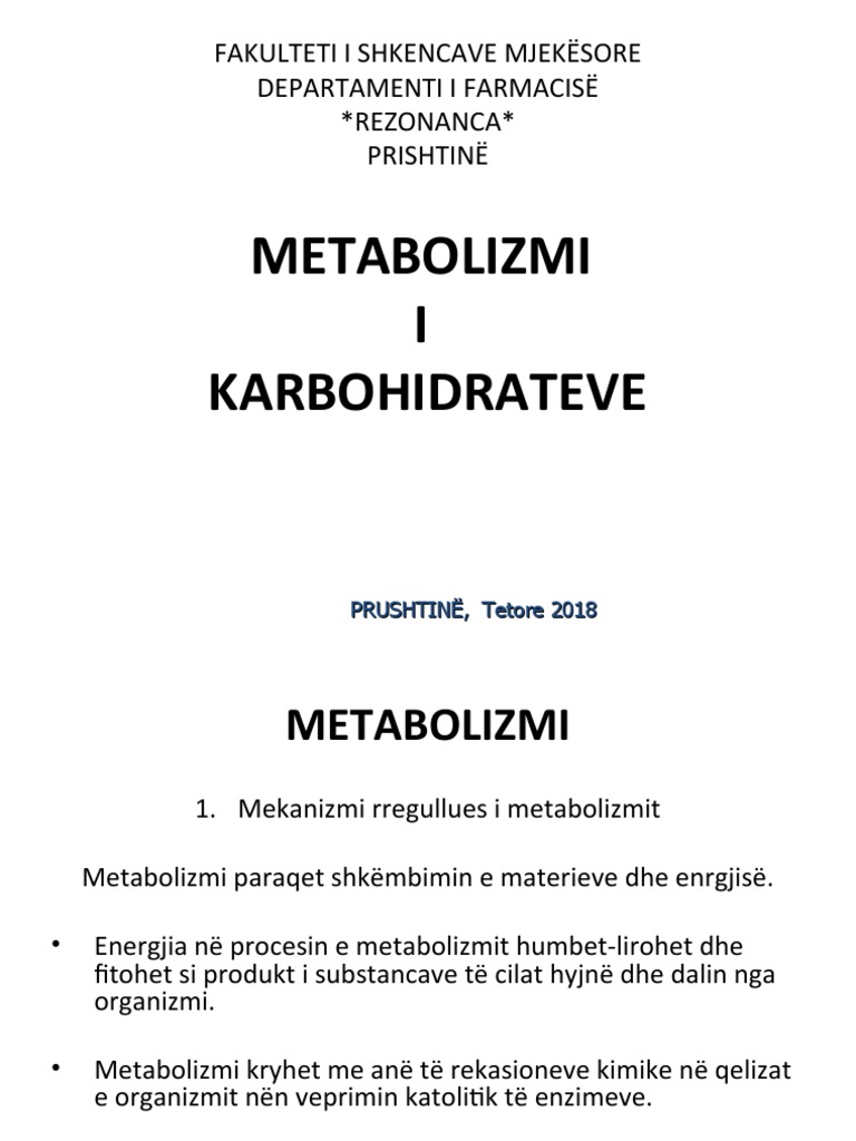 Metabolizmi I Karbohidrateve-Permirsuar-Pjesa I | PDF