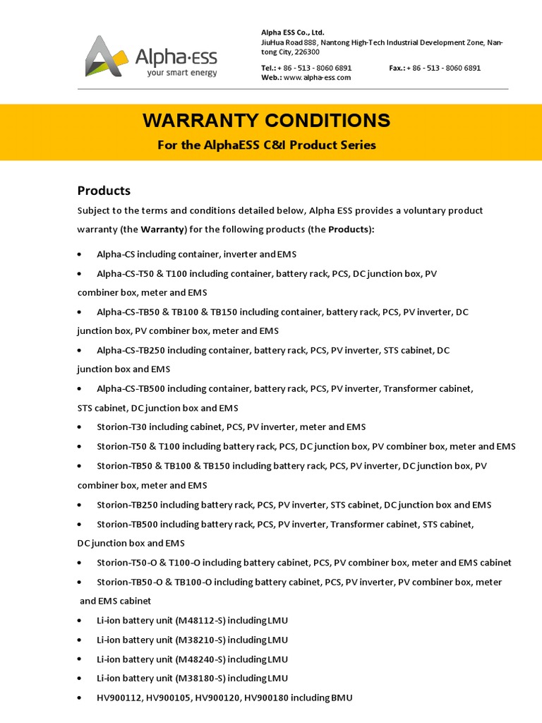 Alpha ESS Product Warranty Guide | PDF | Implied Warranty