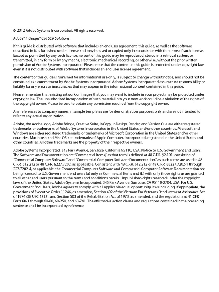 InDesign CS6 Documentation | PDF | Copyright | Code Of Federal Regulations