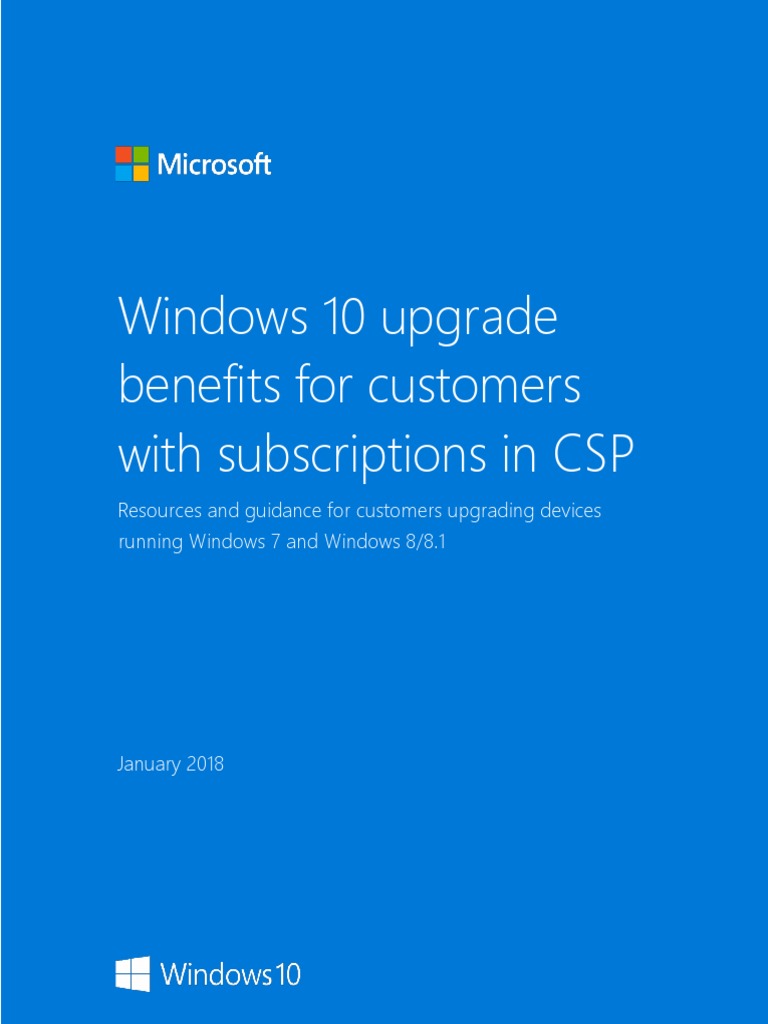 Windows 10 Upgrade Benefits For Customers With CSP Subscriptions | PDF ...