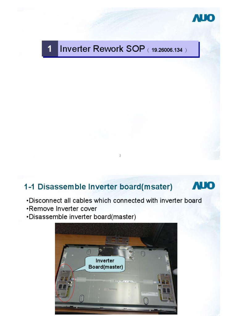 Aoc Auo Inverter Rework Sop | PDF | Electrical Connector | Soldering