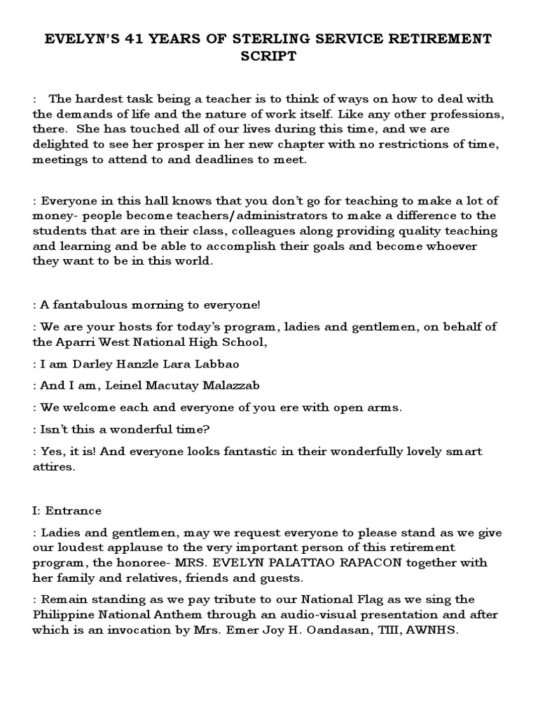 Retirement Script | PDF
