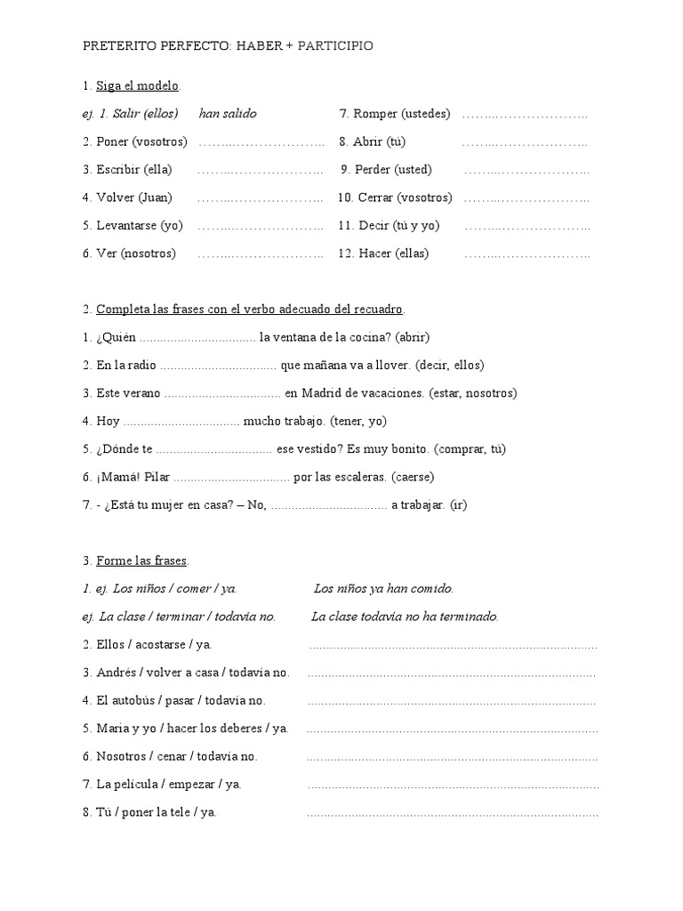 Preterito Perfecto Compuesto (Παρακείμενος) | PDF