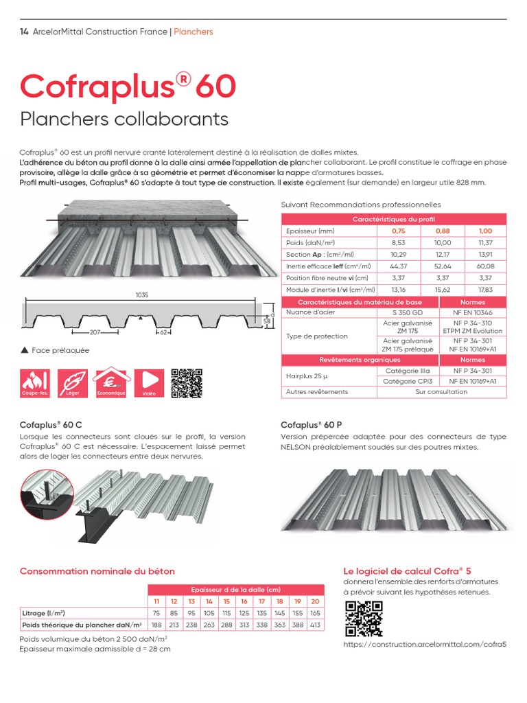 FT Cofraplus 60 Ed. 15 Juin 23 | PDF | Béton | Conception architecturale