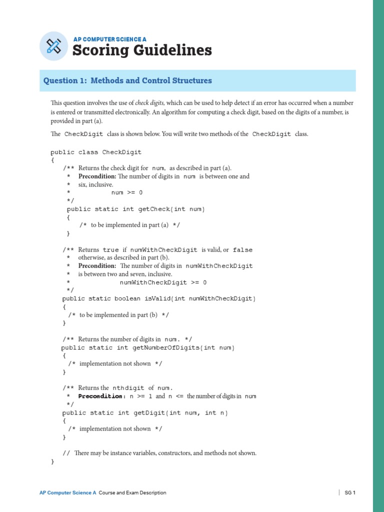 AP Computer Science A 2019 Ced Scoring Guidelines | PDF | Constructor (Object Oriented ...