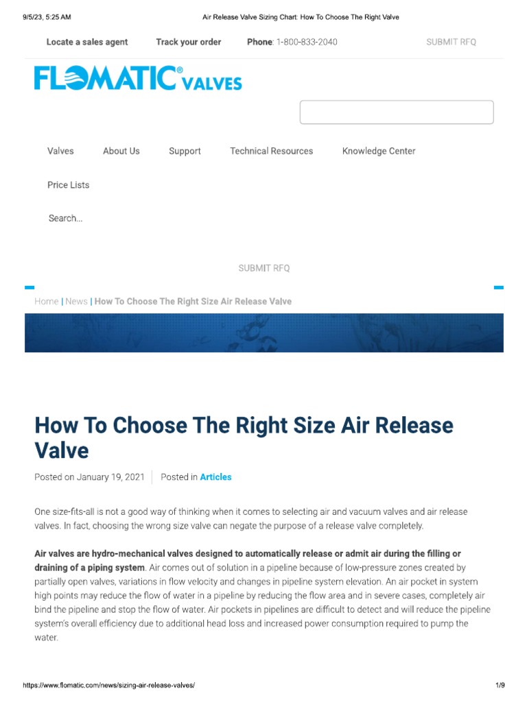 Air Valves Size | PDF