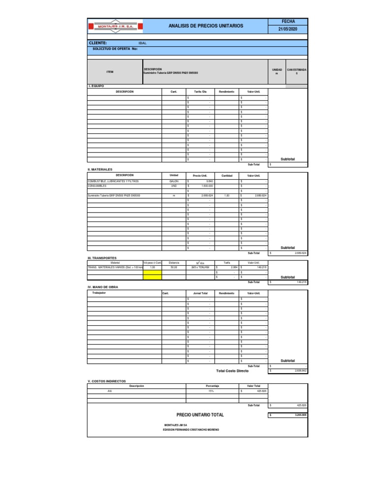 APU S Adicionales Con Cantidades Actualizadas | PDF | Economias | Labor