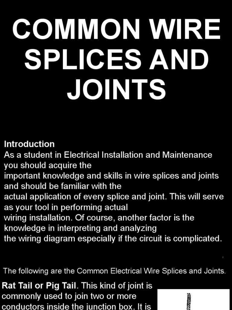 Common Wire Splices and Joints m3q1 | PDF